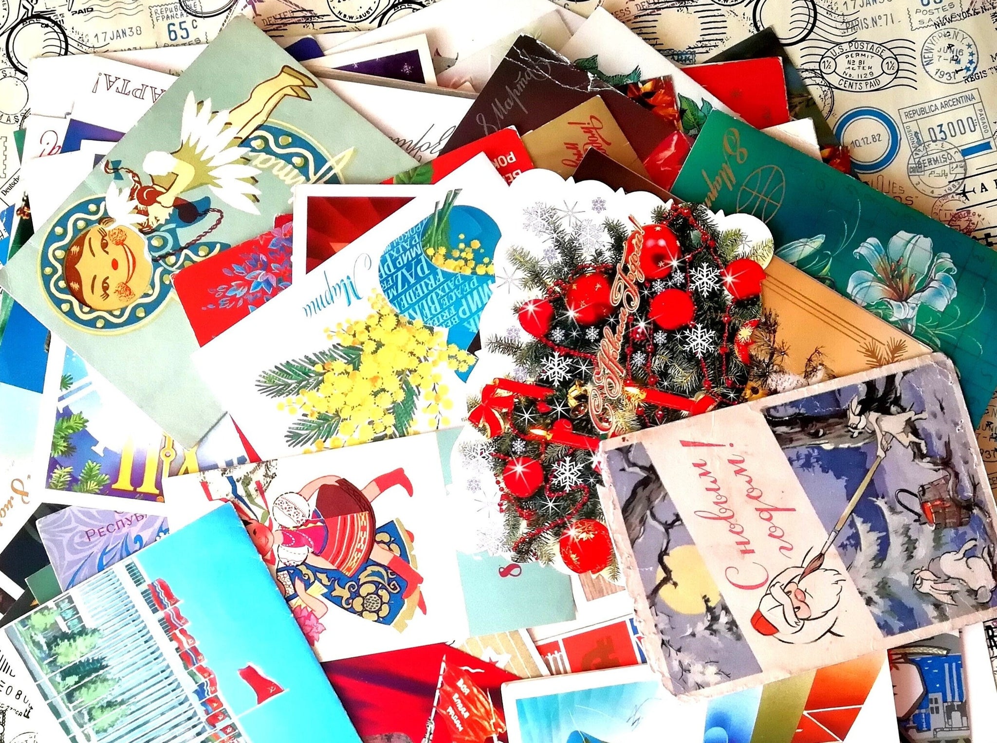 Soviet Postcards, Mystery Box of Vintage Soviet Cards. Blank, Written ...